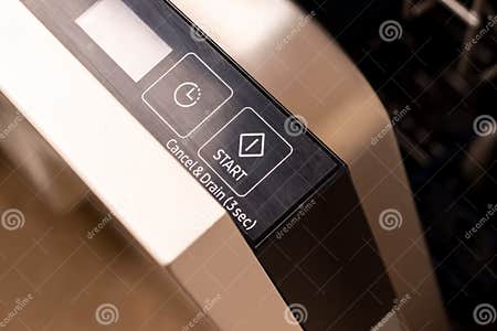 Dishwasher Start Button on Control Panel Stock Photo - Image of dish ...