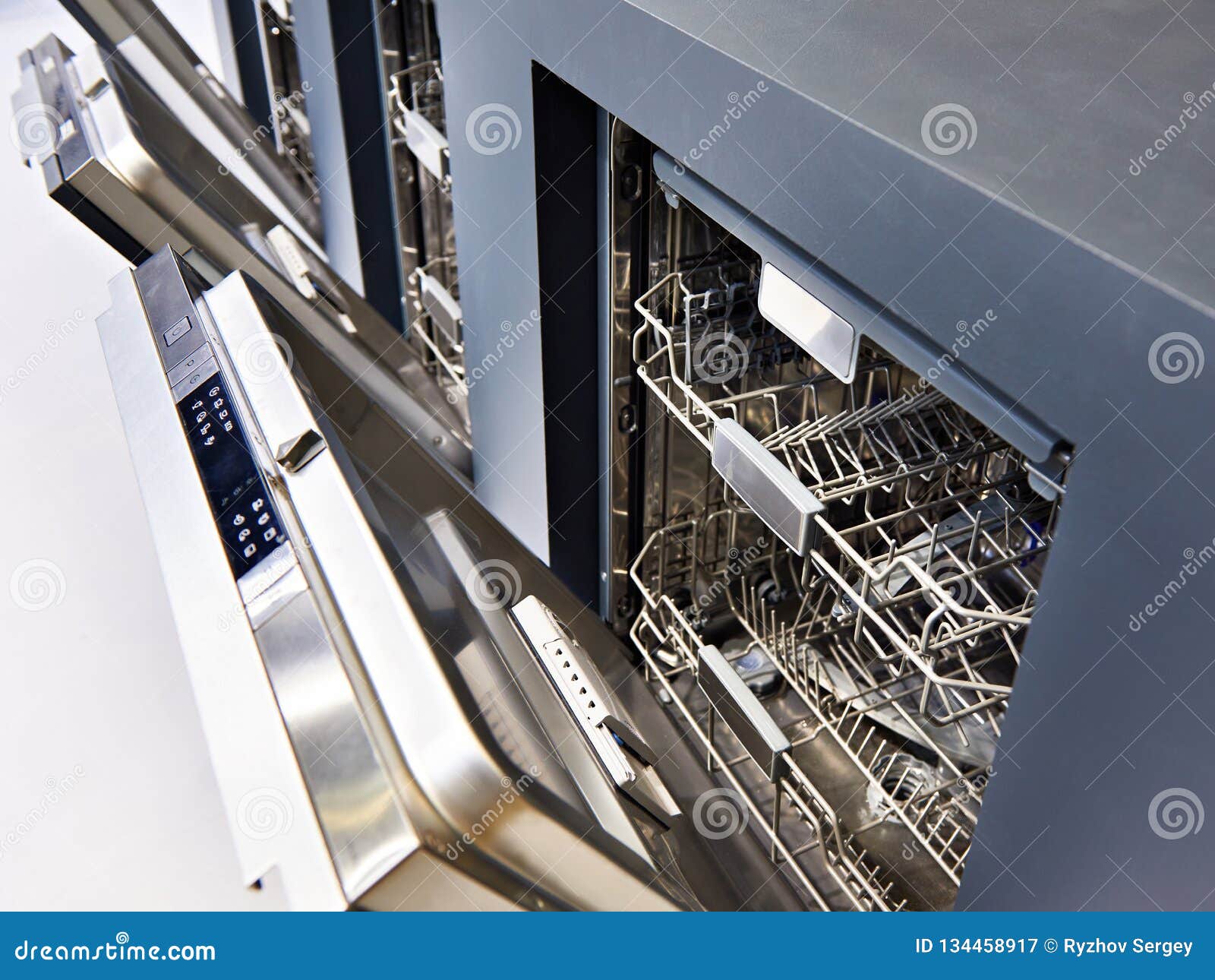 Modern Dishwashers on Display at Store Stock Image - Image of show ...