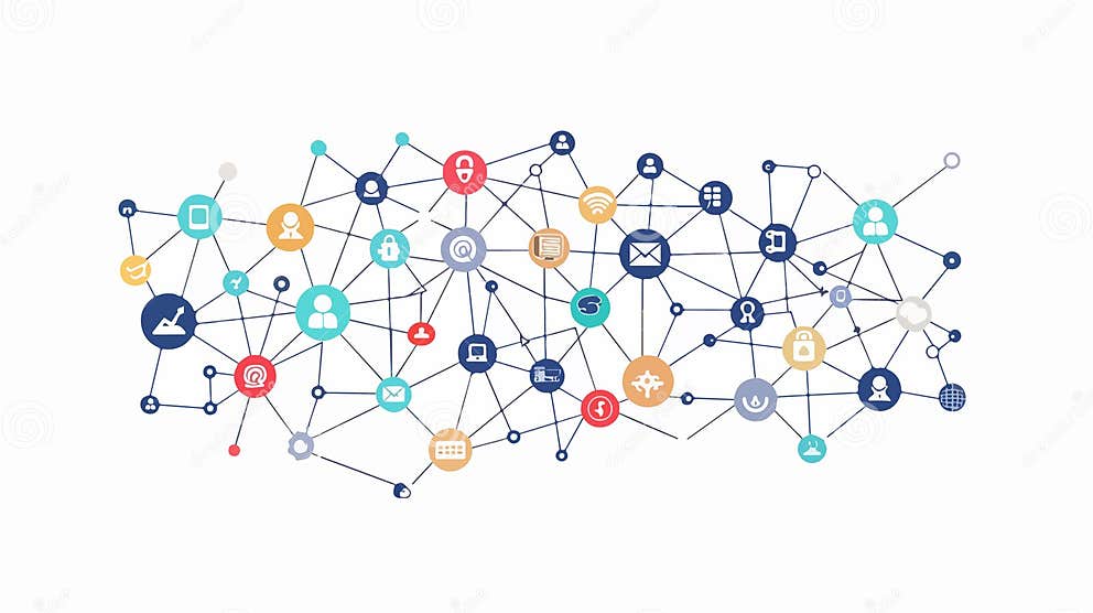 Modern Distributed Network Outline Icons Vector Illustration Stock ...