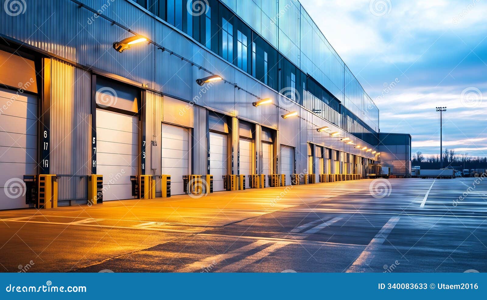 Rows of Loading Docks on a Modern Distribution Warehouse Building at ...