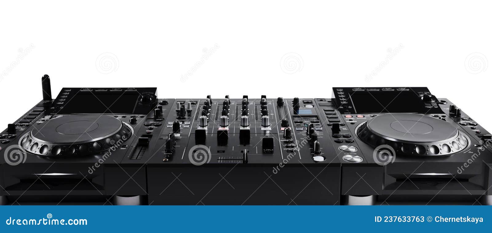 Modern DJ Controller on White Background, Closeup Stock Image - Image ...