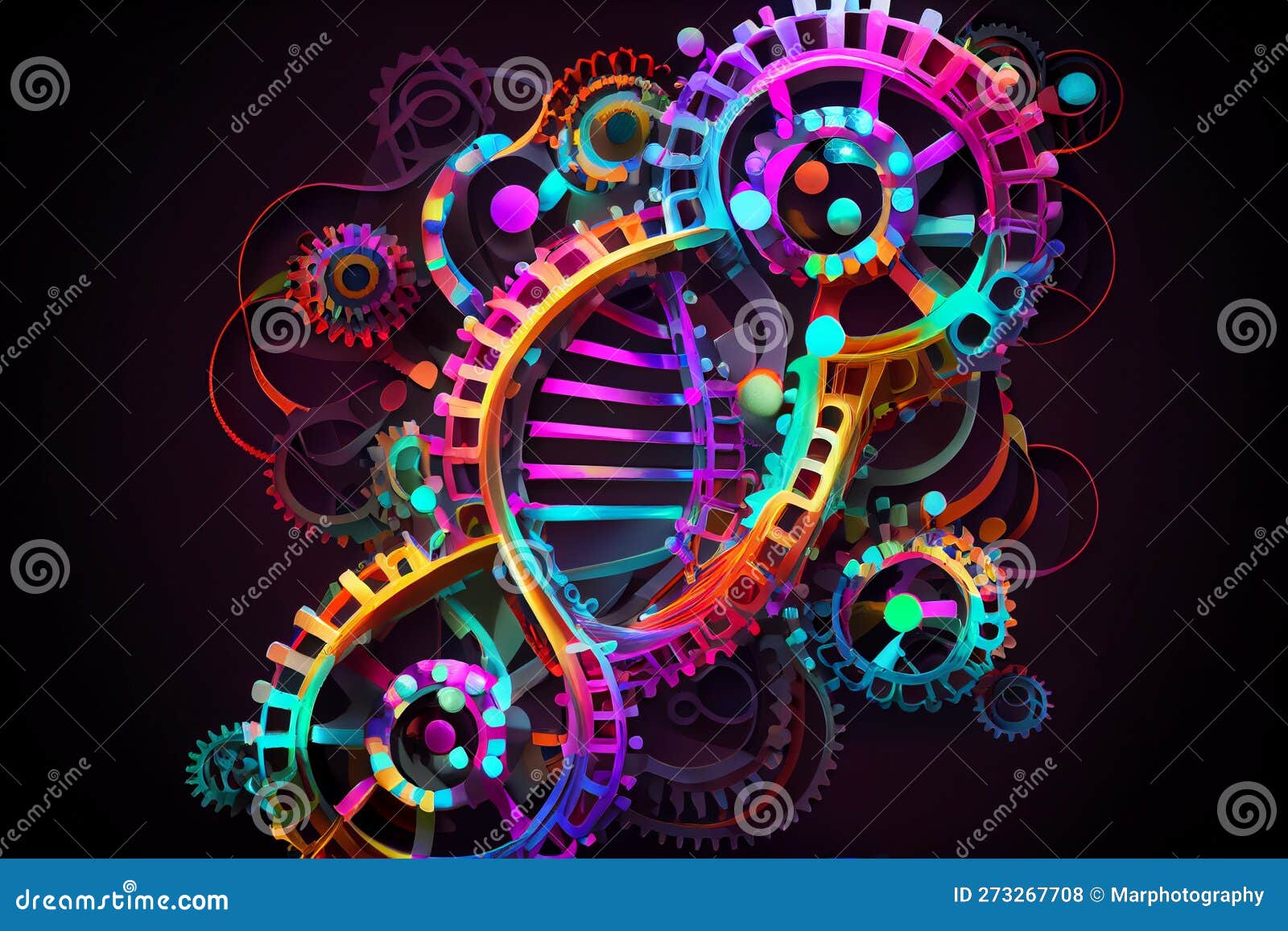 Modern Molecule Structure with Metal Gears Stock Illustration ...
