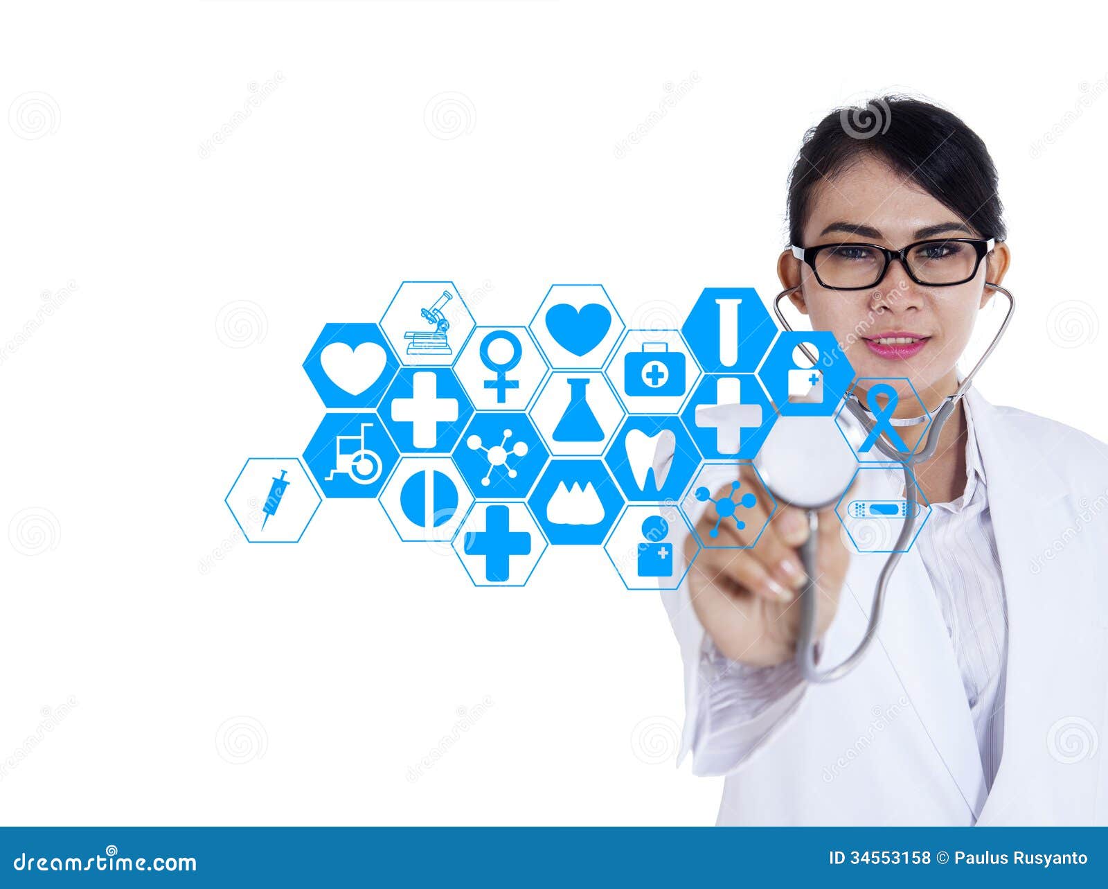Modern Doctor with Medical Interface Stock Photo - Image of japanese ...
