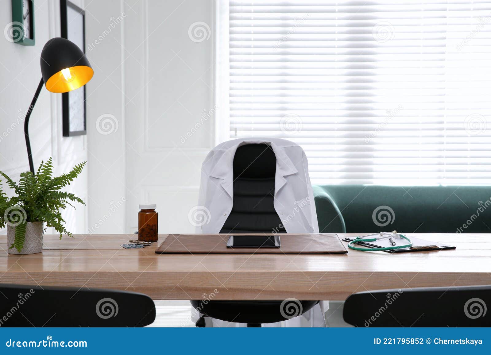 Modern Doctor`s Workplace in Office. Interior Design Stock Photo ... Modern Doctor`s Workplace in Office. Interior Design Stock Photo ...