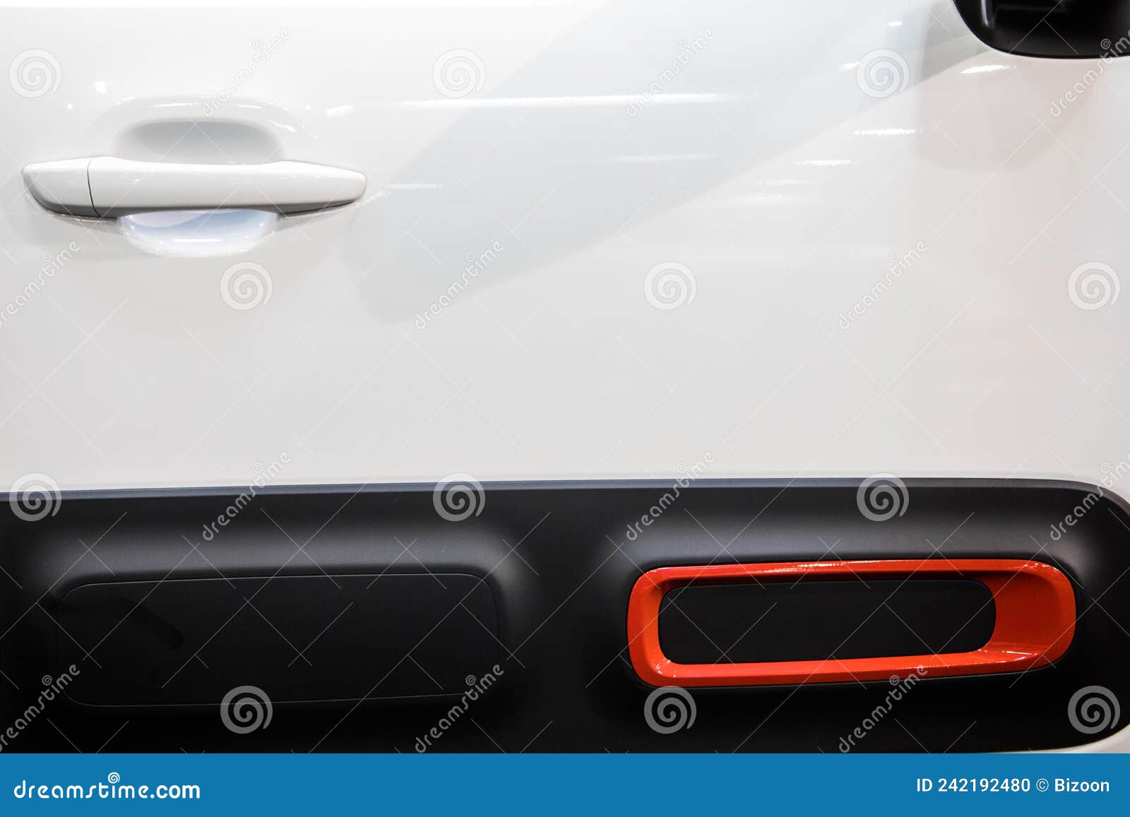 Modern Door Handle of a Green Car Stock Photo - Image of automobile ...