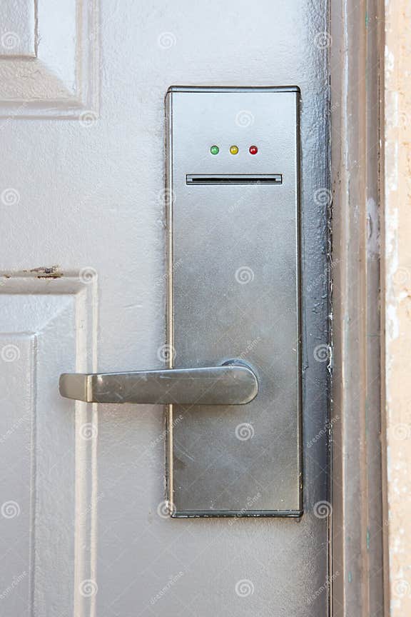 Modern Door Handle with Security System Lock Stock Photo - Image of ...