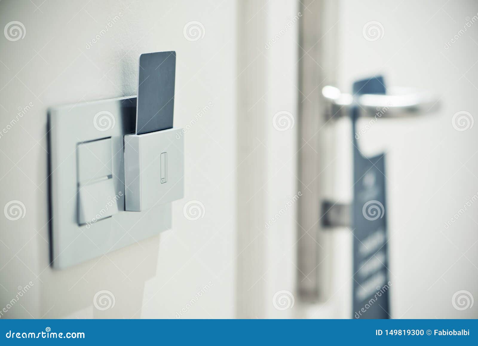 Modern Door Room with Card Key in Hotel Room Stock Photo - Image of ...