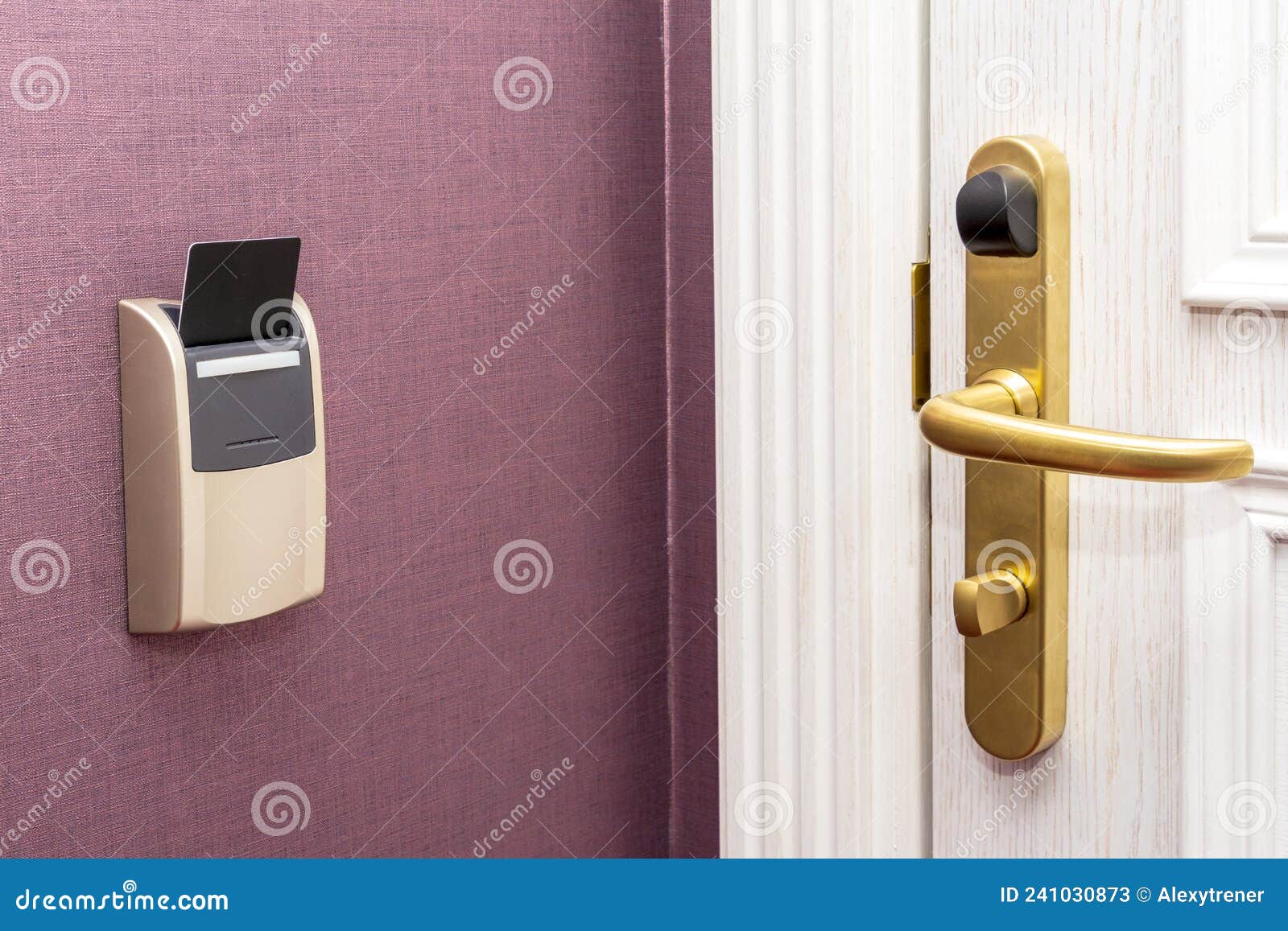 Modern Door Room with Card Key in Hotel Room Stock Image - Image of ...