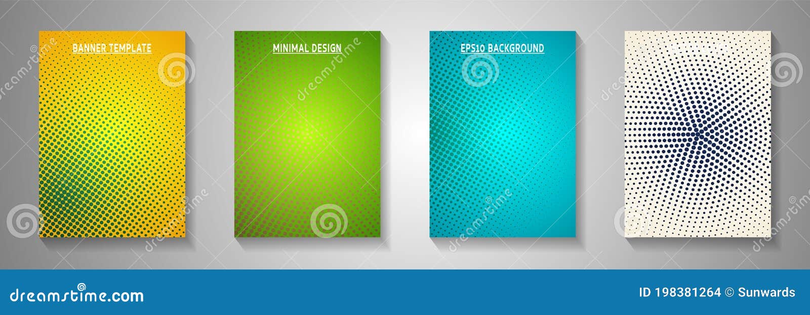 Modern Dot Perforated Halftone Cover Templates Vector Batch. Digital ...