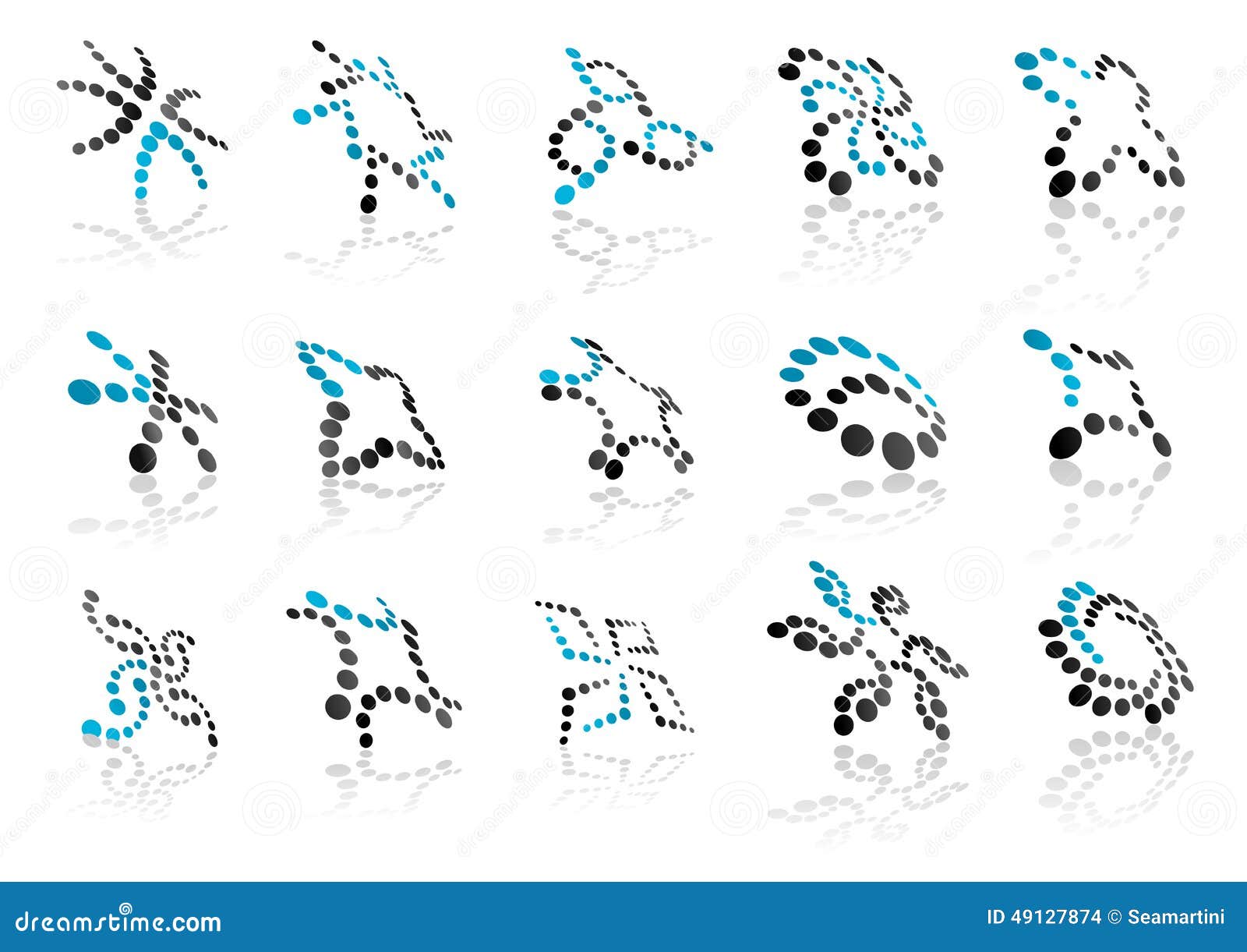 Modern Dotted Template Icons with Reflection Stock Vector ...