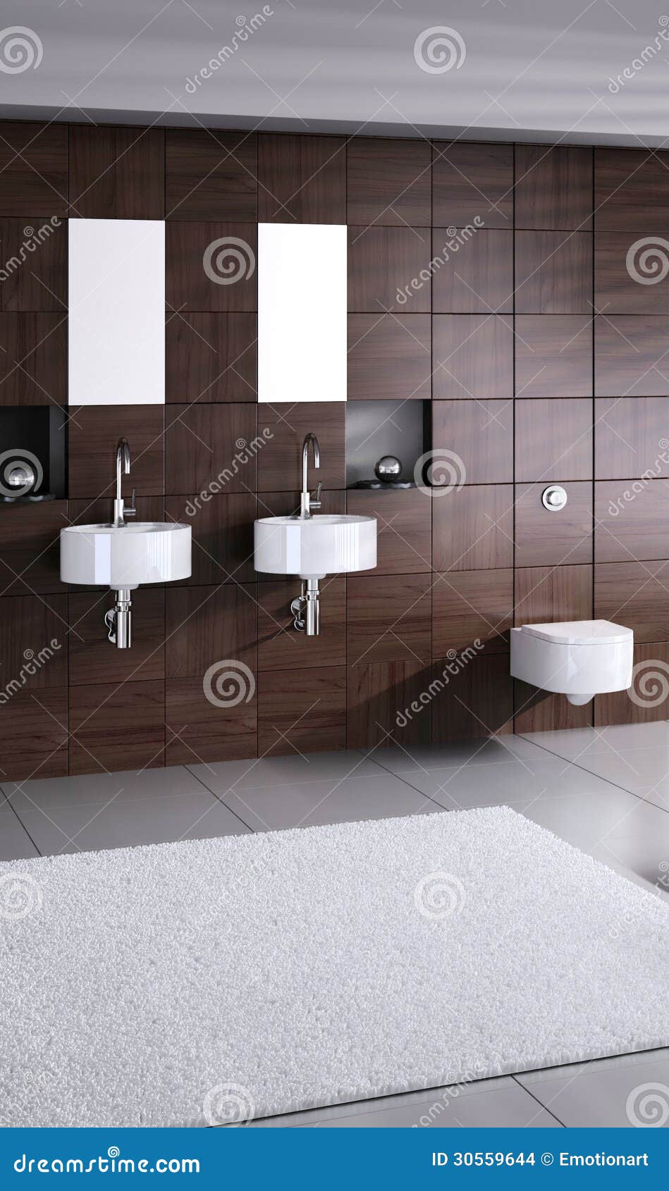 Modern Double Basin with Toilet Stock Photo - Image of lifestyle ...