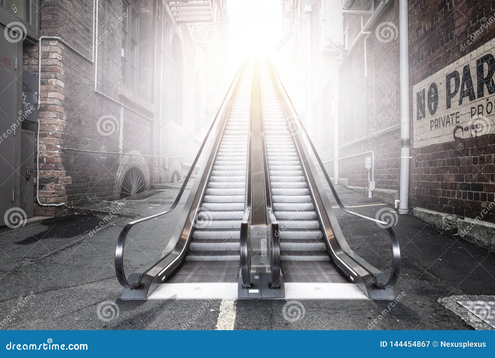Modern Double Escalator in a City Stock Illustration - Illustration of ...