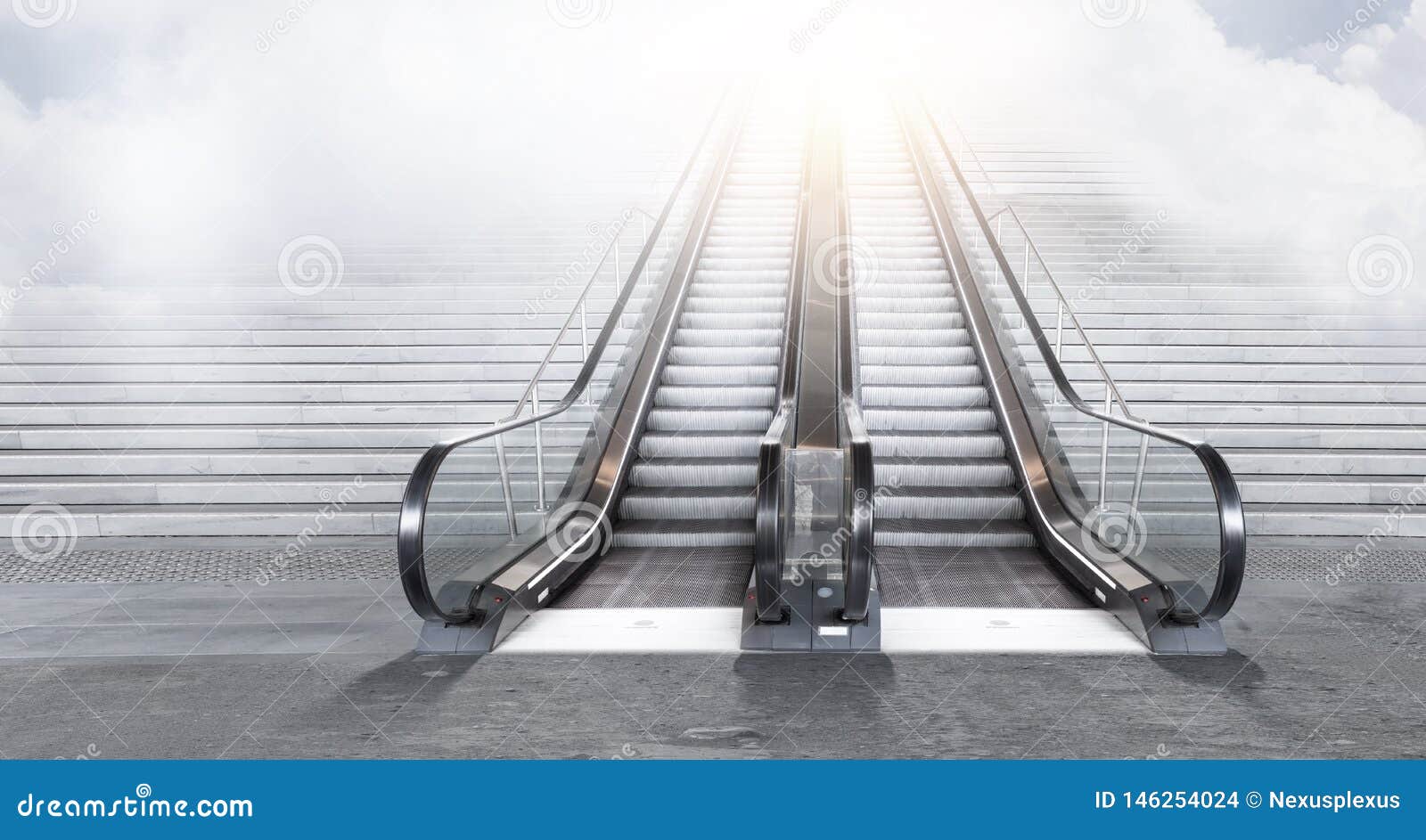 Modern Double Escalator in a City Stock Photo - Image of interior ...