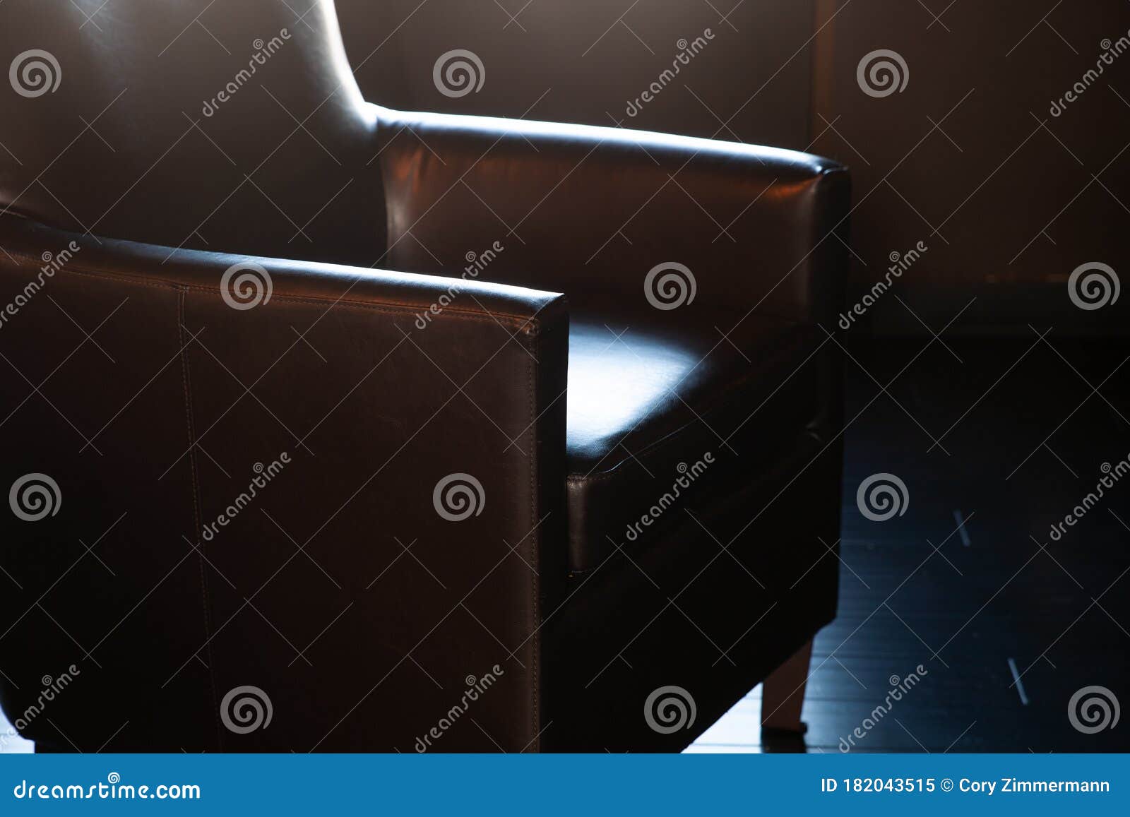 Dramatic Dark Lighting on Comfortable Office Chair Stock Image - Image ...