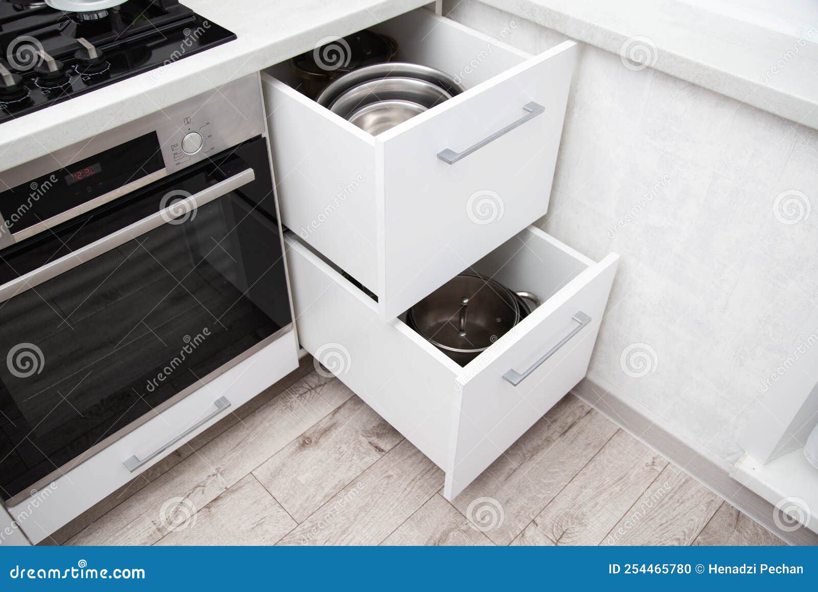 Modern Drawers in the Kitchen for Storing Utensils. Kitchen Making ...