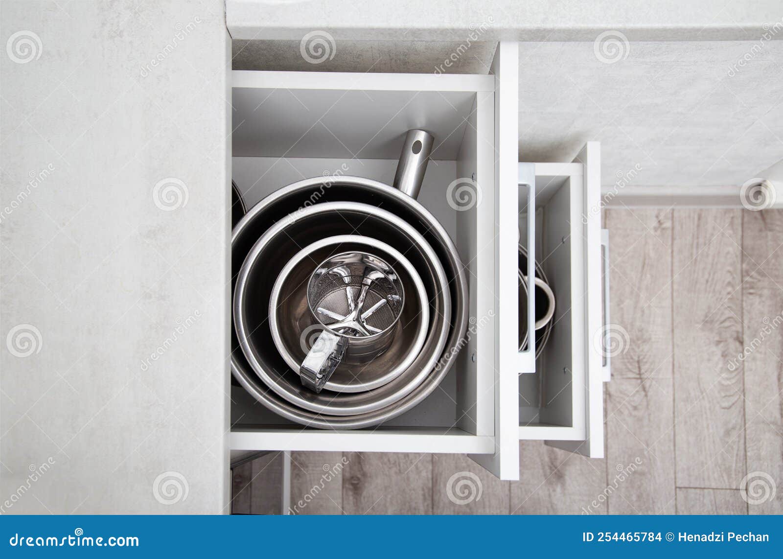 Modern Drawers in the Kitchen for Storing Utensils. Kitchen Making ...