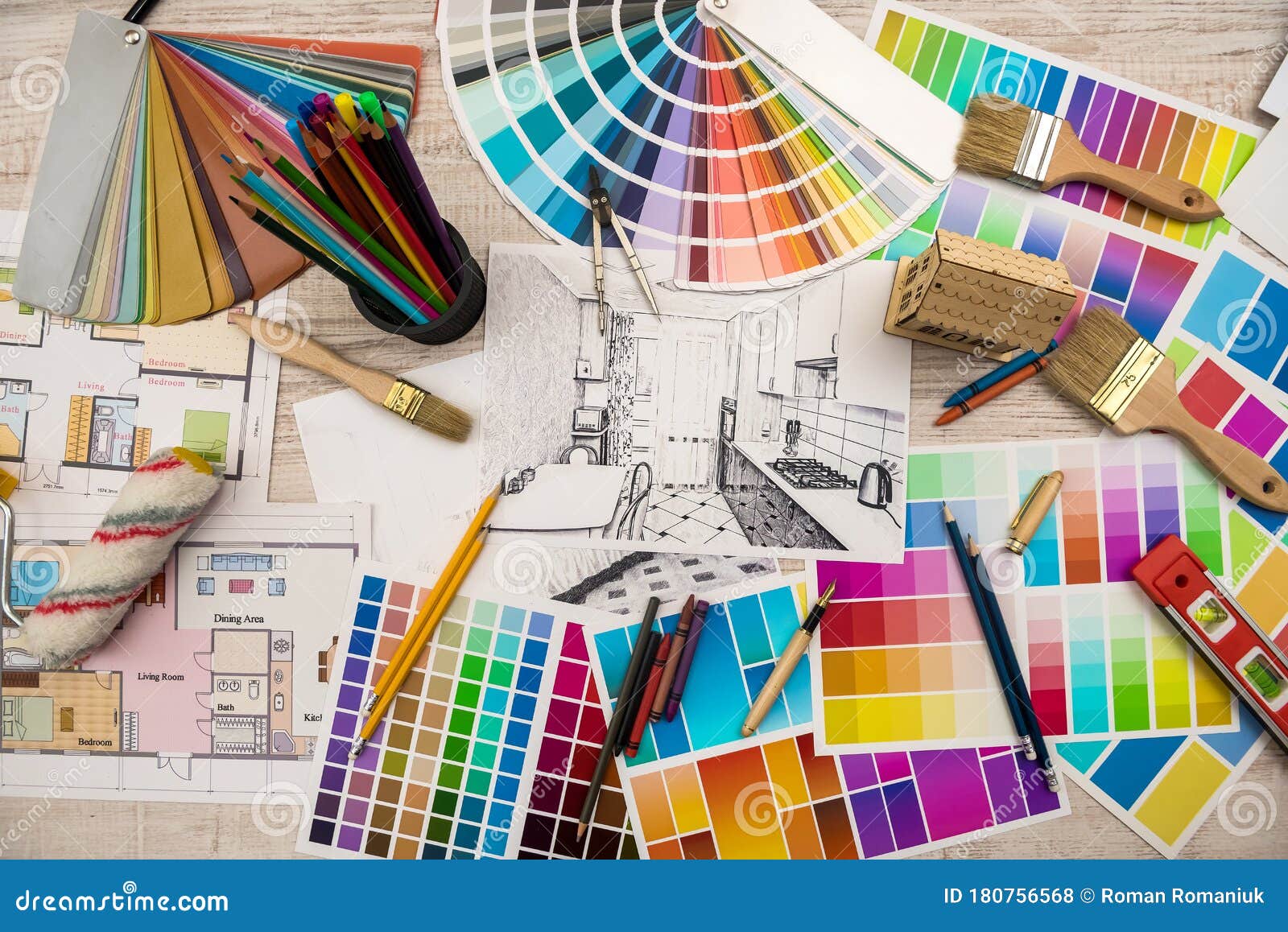 Modern Drawing Pencil Sketch of a Room. Interior Design Projects ...