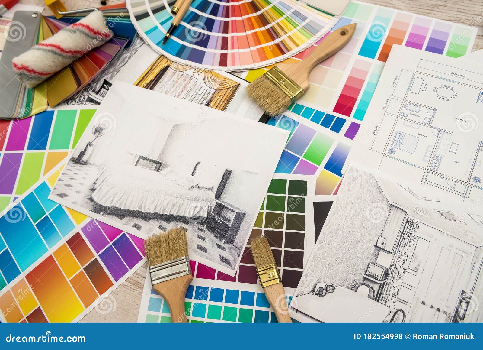 Modern Drawing Pencil Sketch of a Room. Interior Design Projects ...