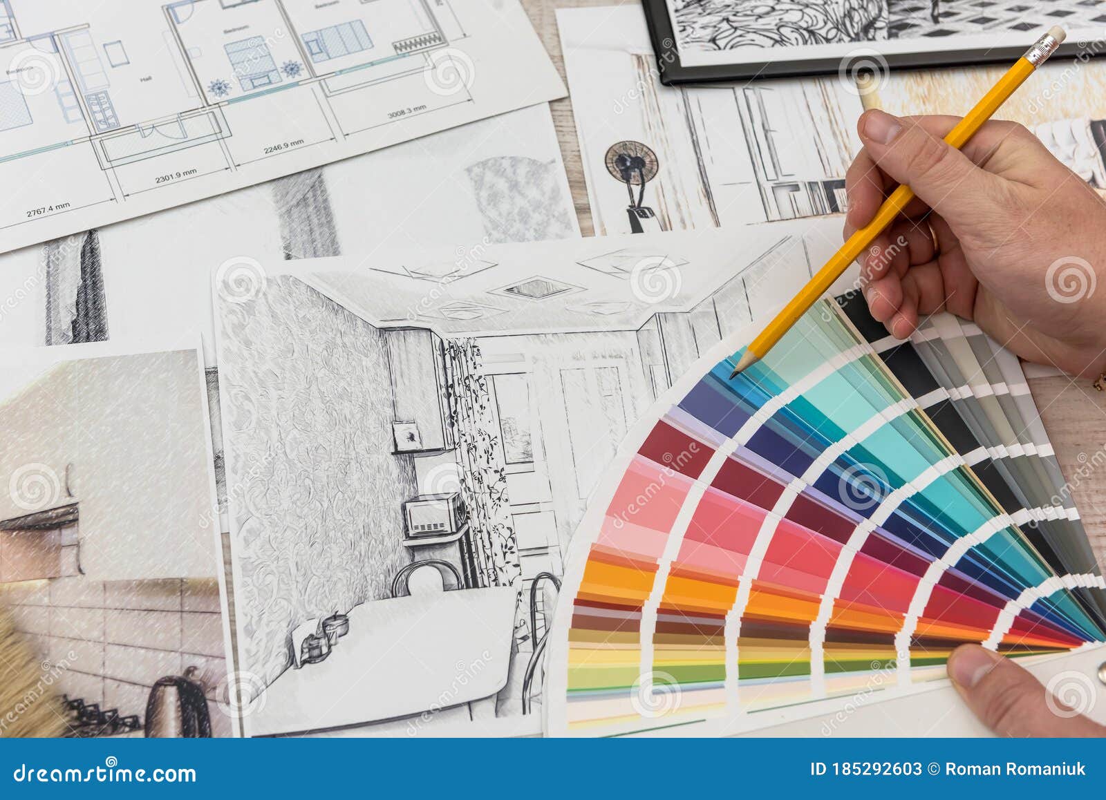 Modern Drawing Pencil Sketch of a Room. Interior Design Projects ...