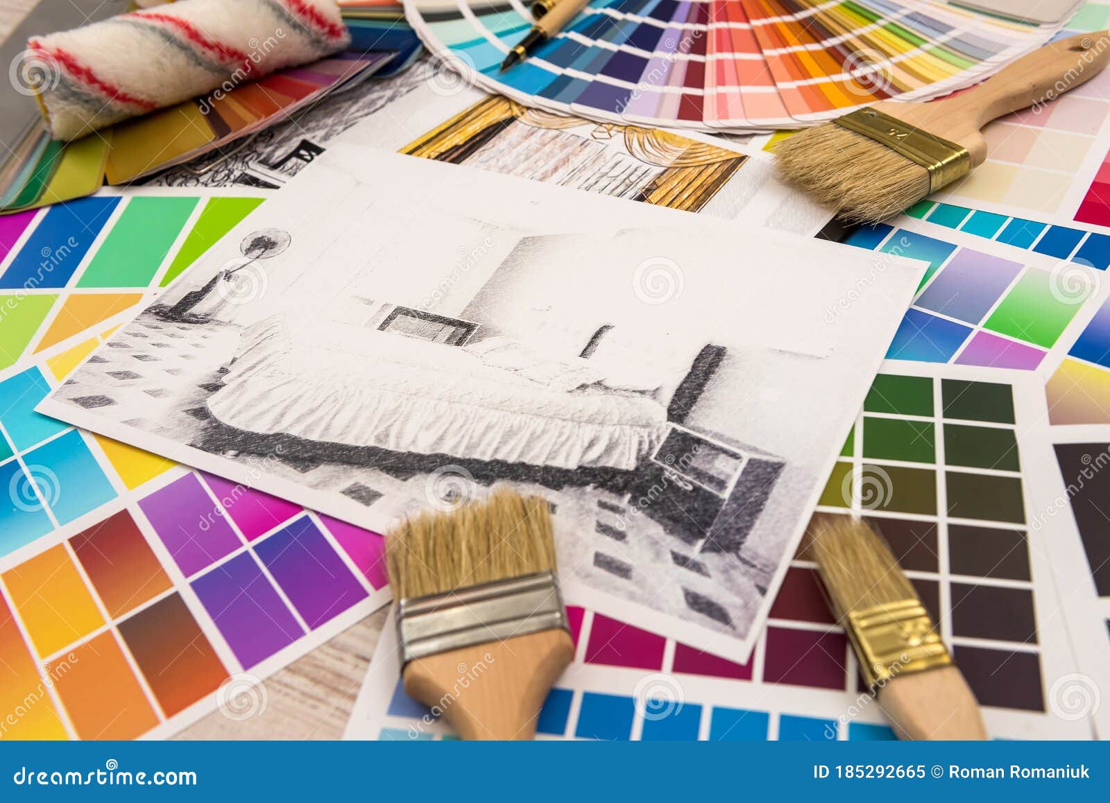 Modern Drawing Pencil Sketch of a Room. Interior Design Projects ...