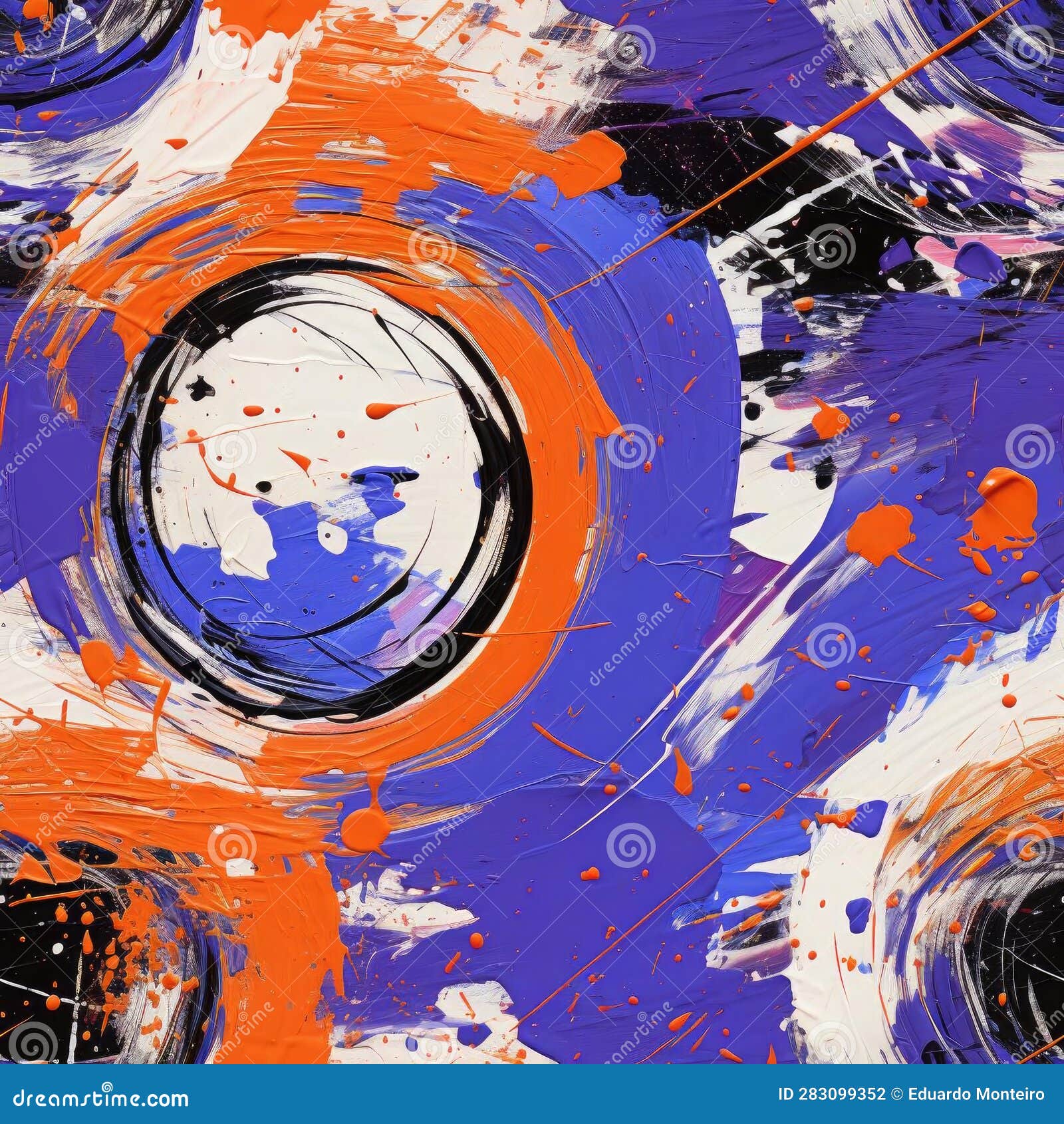 Modern Drawing of a Purple and Orange Abstract Composition (tiled ...