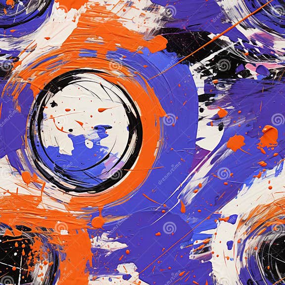 Modern Drawing of a Purple and Orange Abstract Composition (tiled ...