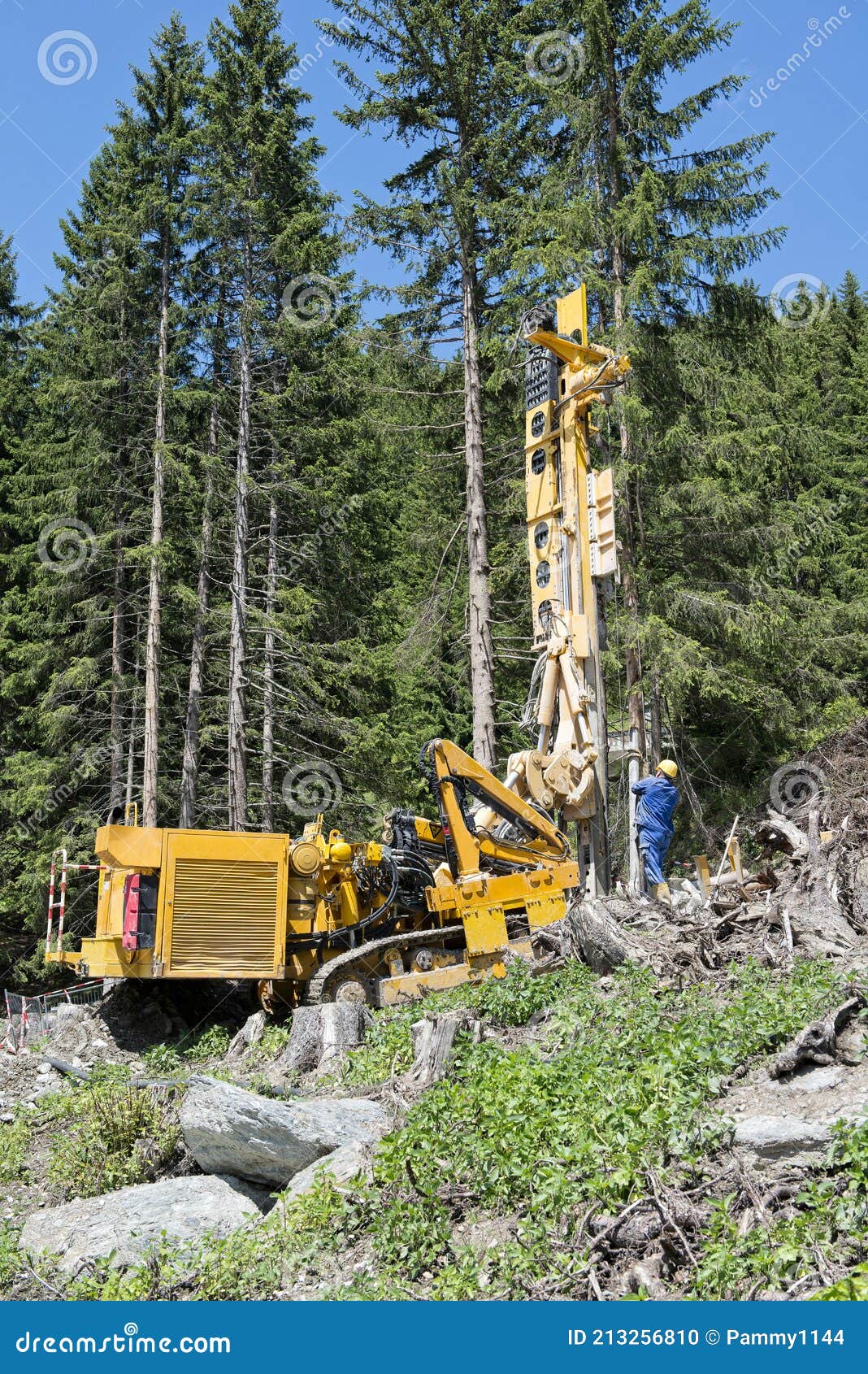 A modern drill rig in use. stock photo. Image of tower - 213256810