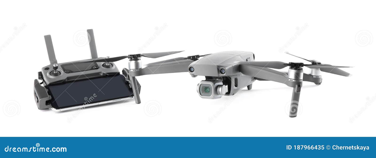 Modern Drone and Controller with Smartphone Isolated Stock Image ...