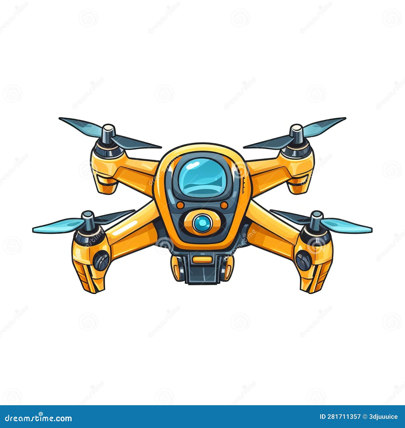 Modern Drone Device Cartoon Square Illustration. Stock Illustration ...