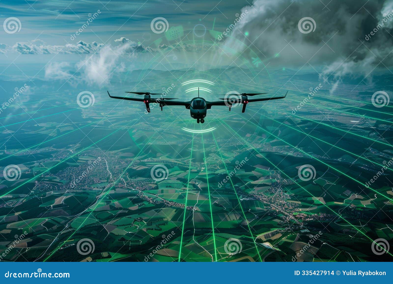 Modern Drone Scanning Terrain with Lidar Technology Stock Photo - Image ...