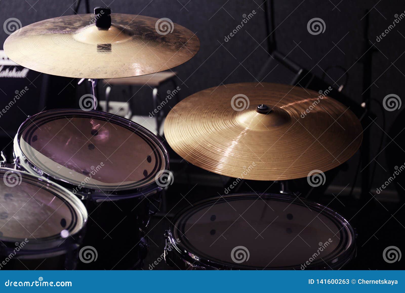 Modern Drum Set and Cymbals Stock Image - Image of metal, drumset ...
