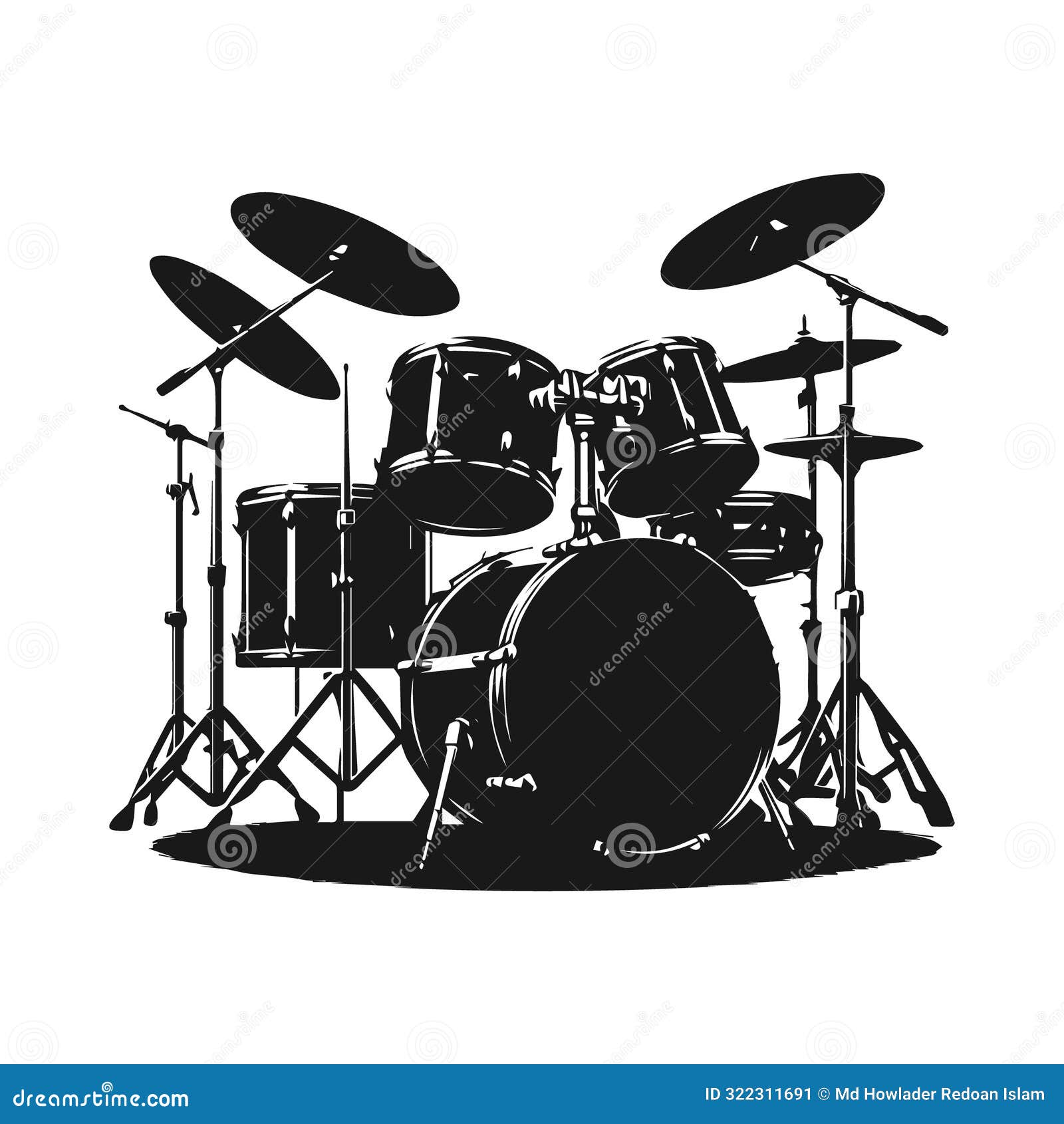 Modern Drum Set Silhouette Vector Graphics Collection | CartoonDealer ...