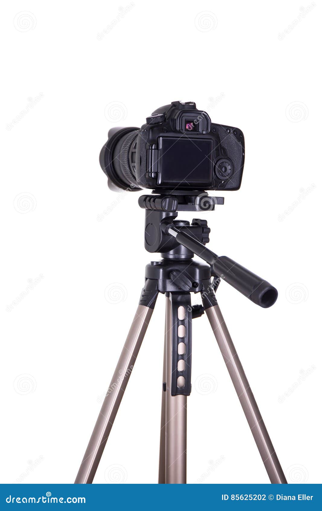 Modern Dslr Camera With Blank Screen On Tripod Isolated On White Stock ... Modern Dslr Camera With Blank Screen On Tripod Isolated On White Stock ...