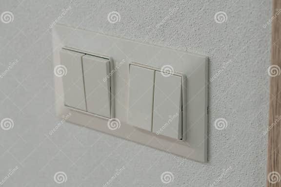 Modern Dual Light Switch on Textured Wall Stock Image - Image of wall ...