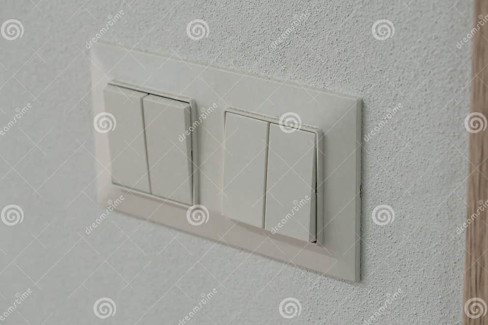 Modern Dual Light Switch on Textured Wall Stock Image - Image of wall ...