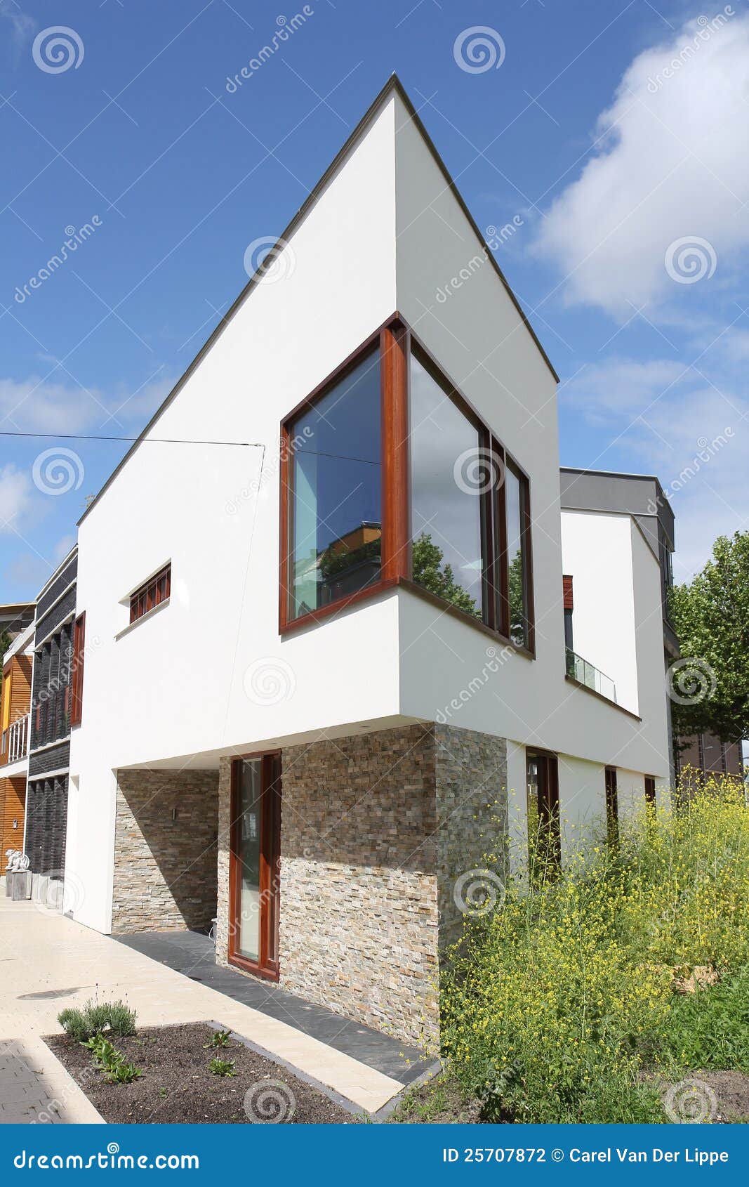 Modern Dutch Home with White Facade Stock Photo - Image of building ...