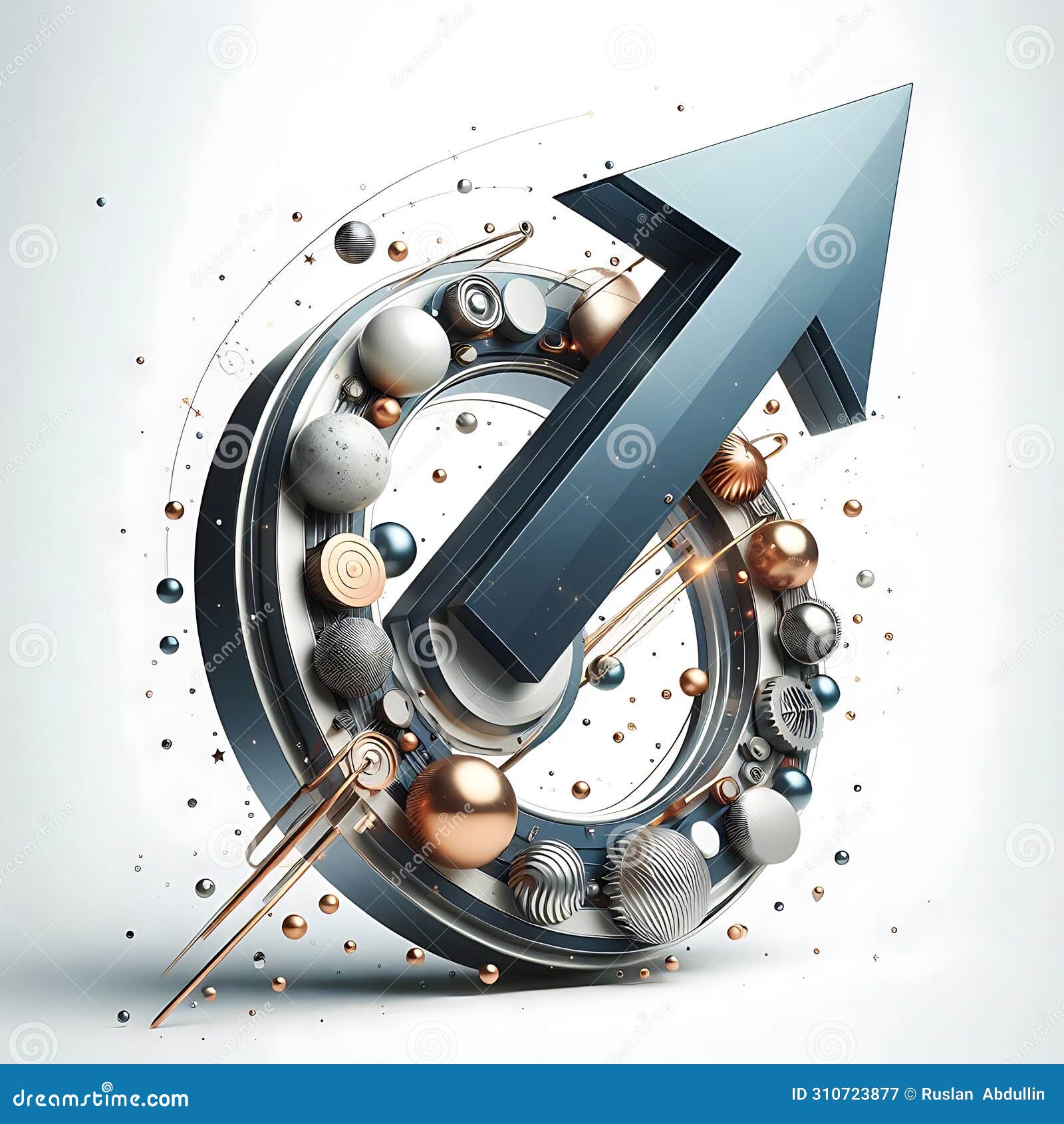 Modern Dynamic Arrow with Spheres Stock Illustration - Illustration of ...