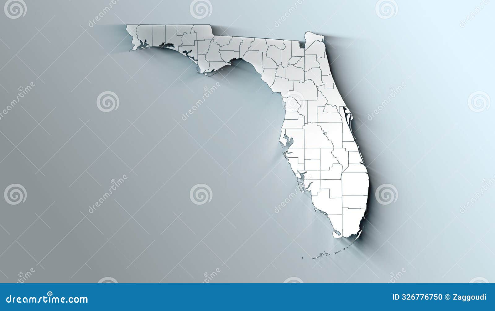 Modern Dynamic White Map of Florida with Counties Stock Illustration ...