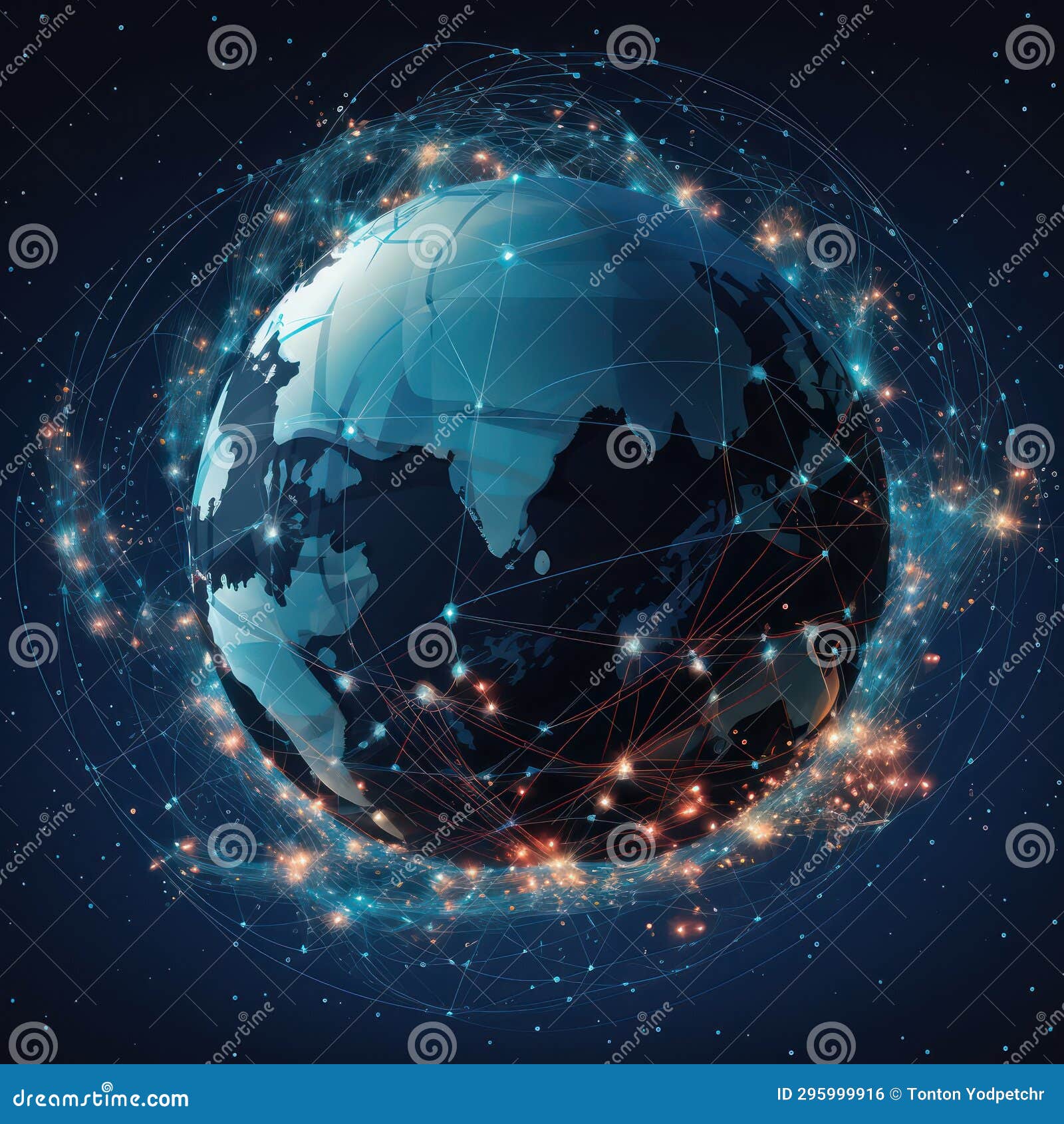 Modern Earth in Web of Satellites - Vector Illustration for Space and ...