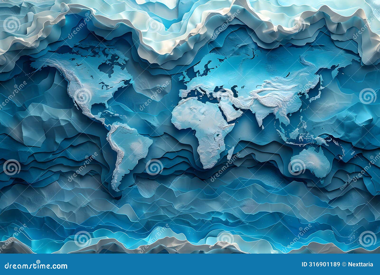 Modern Earthly Canvas: Abstract Map with Blue Background Stock ...