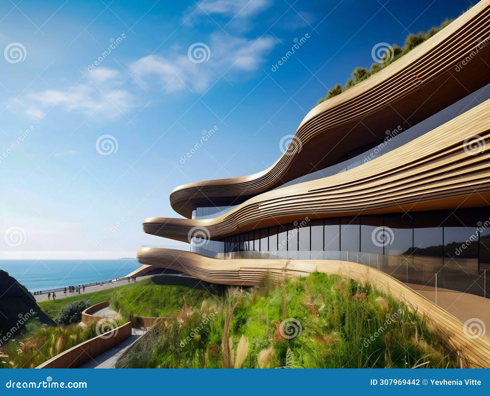 Modern Eco-Friendly Architecture by the Sea. Generative Ai Stock ...