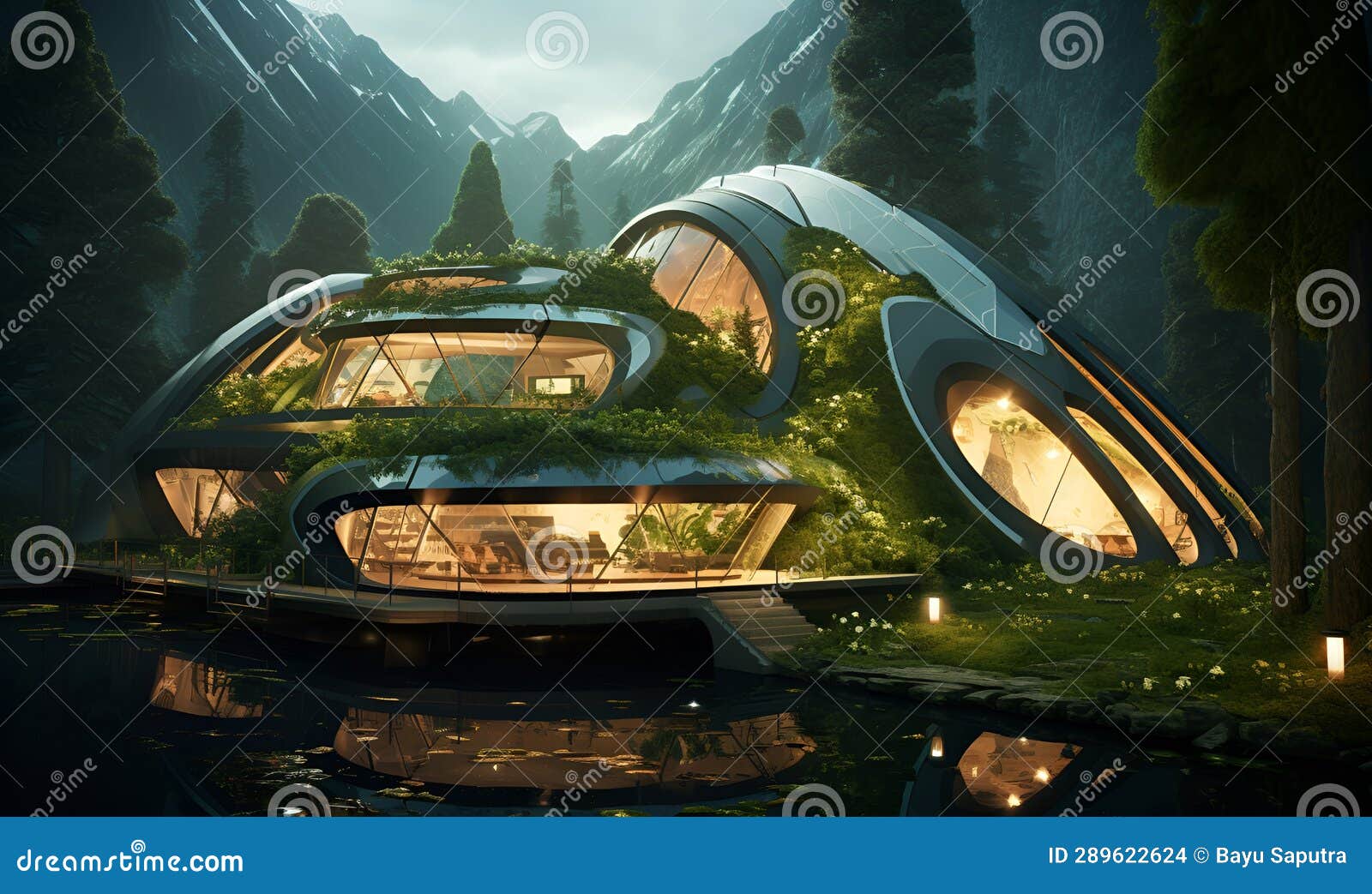 Eco-Friendly Futuristic City With Trees And Vegetation Seamlessly ...