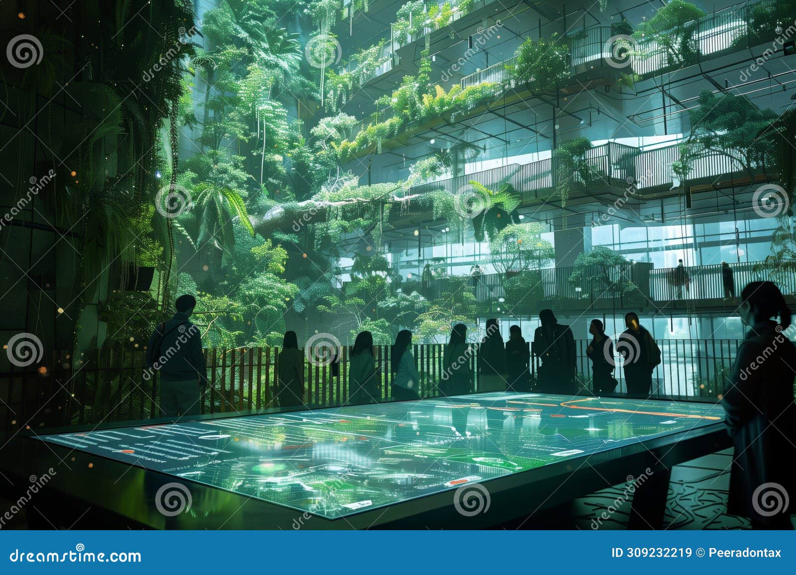 Eco-friendly Library Interior that Blends Nature. Stock Illustration ...