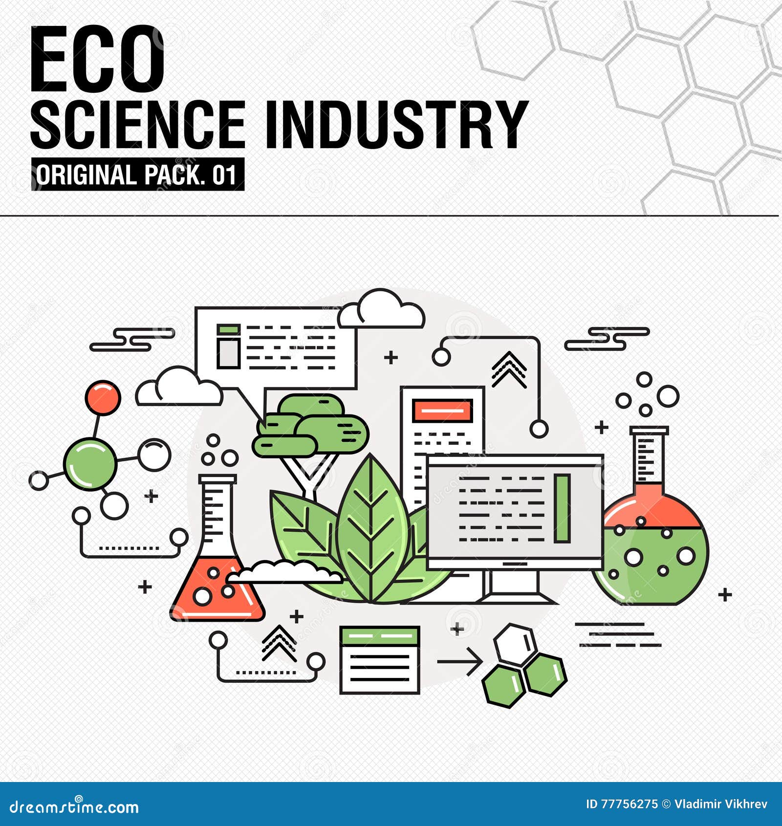 Modern Eco Science Industry. Thin Line Icons Set Stock Illustration ...