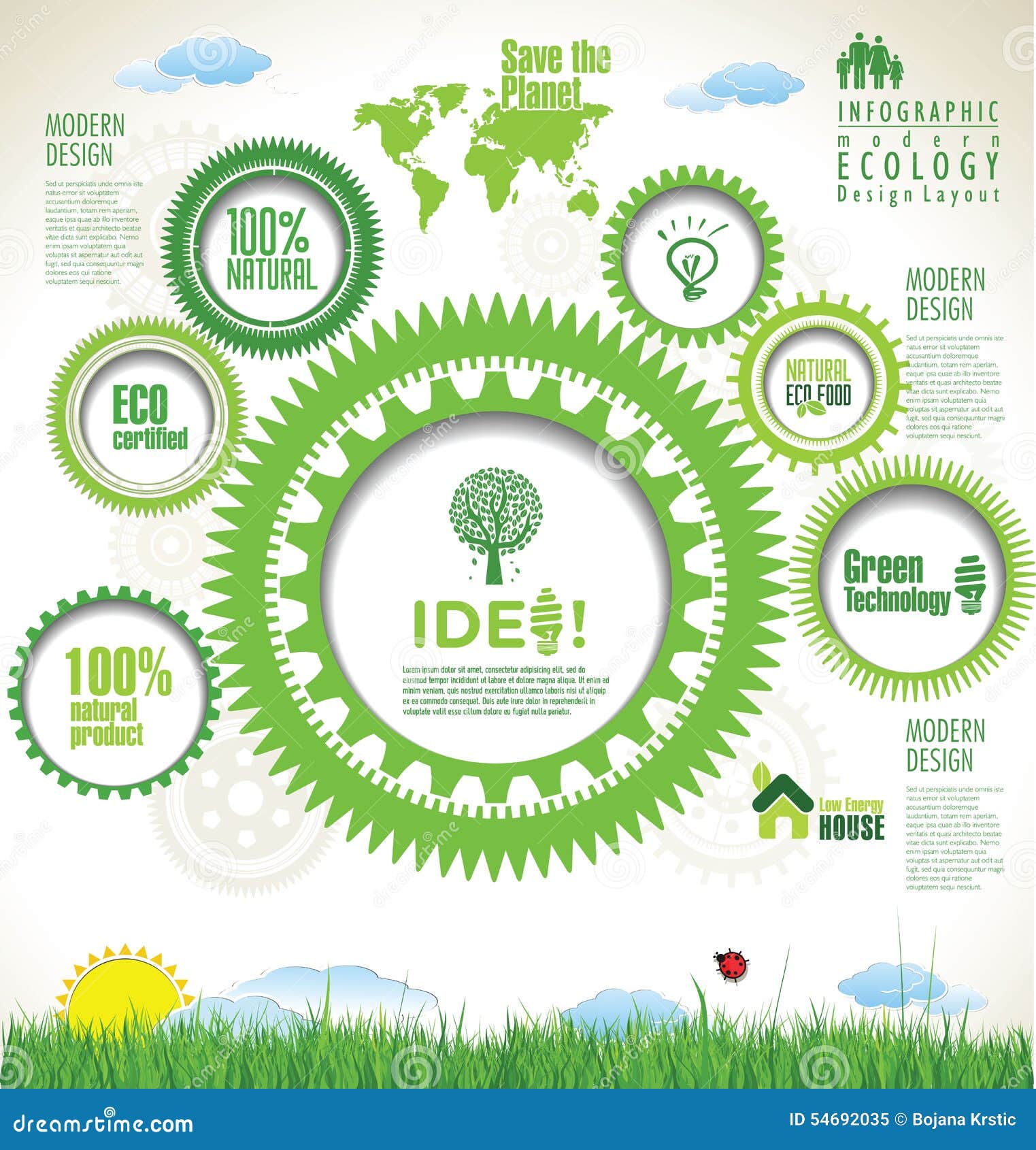 Modern Ecology Design Layout Stock Illustration - Illustration of green ...