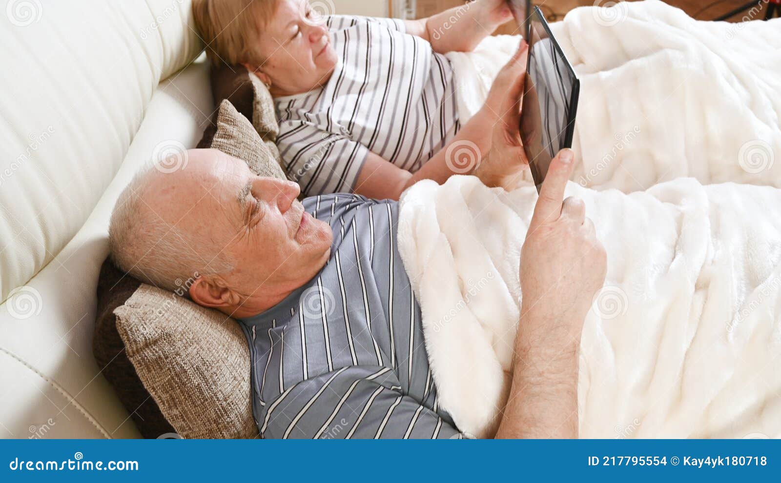 Modern Elderly Couple in Bed Stock Photo - Image of grandmother ...