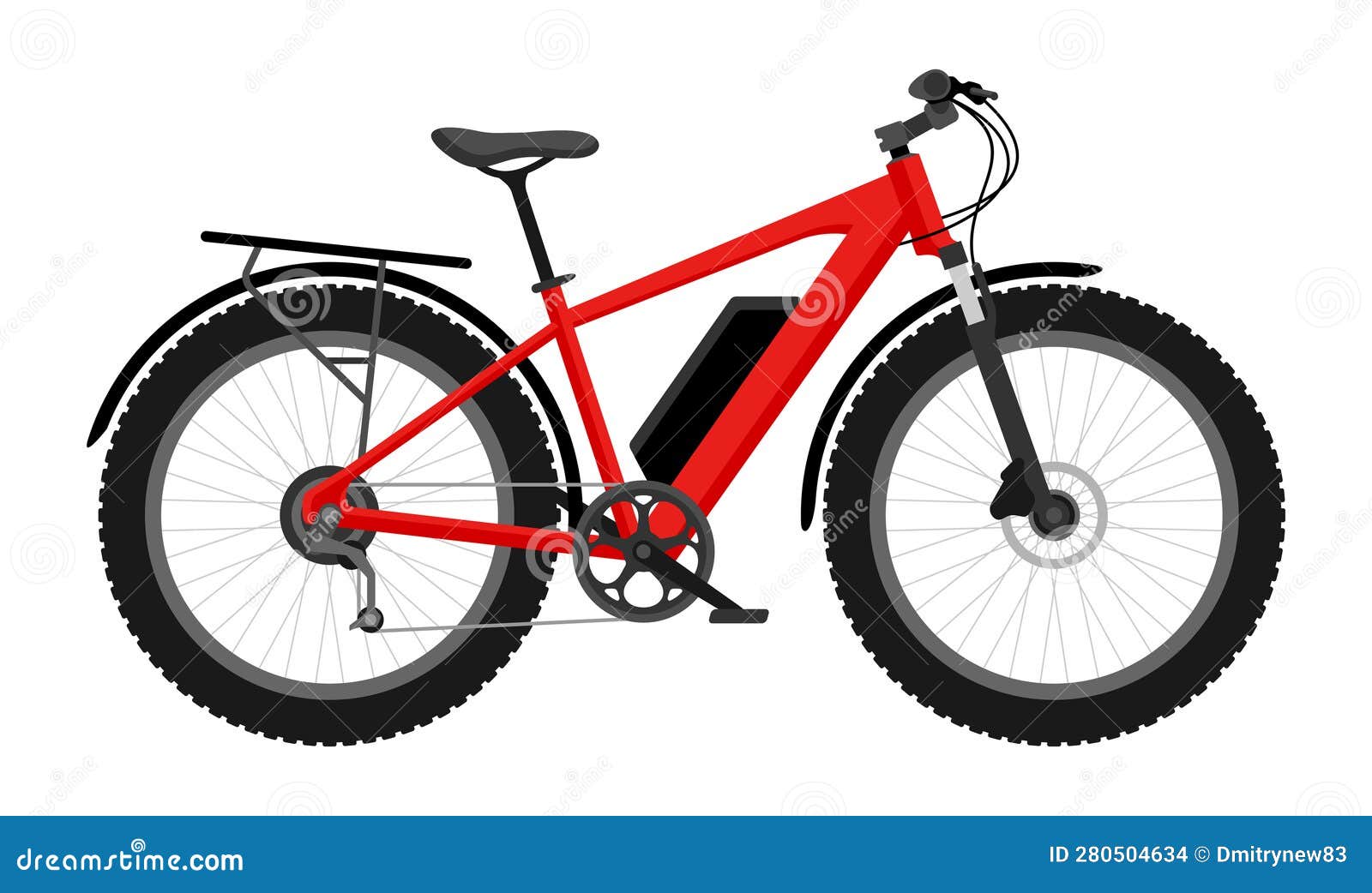 Modern Electric Bicycle in Side View Stock Vector - Illustration of ...