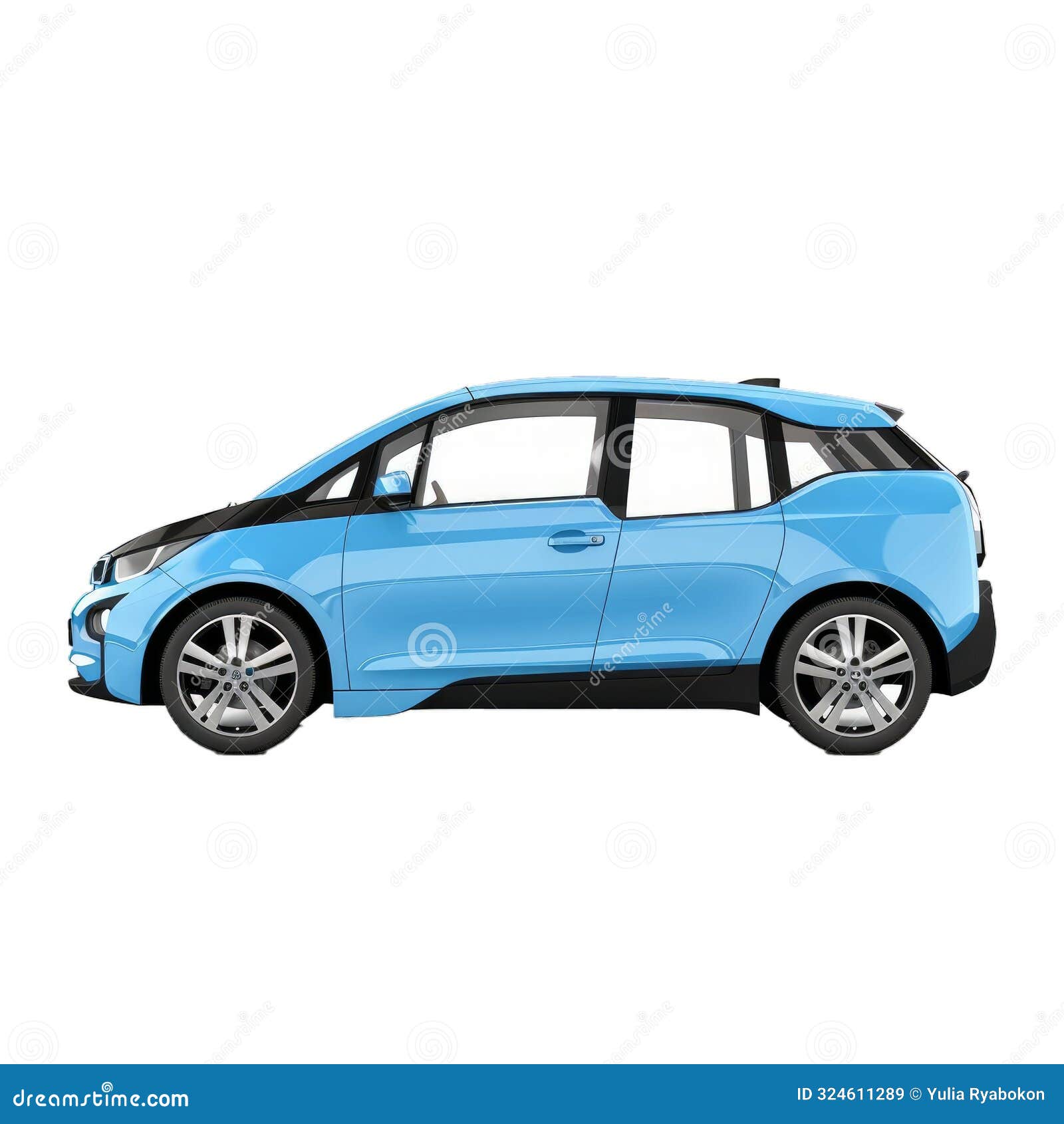 Modern Electric Blue Compact Car Transparent Background Stock Image ...