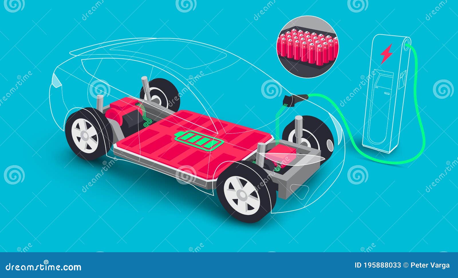 Inside Ev Car. Battery Pack Rechargeable Cells Inside. Chassis ...