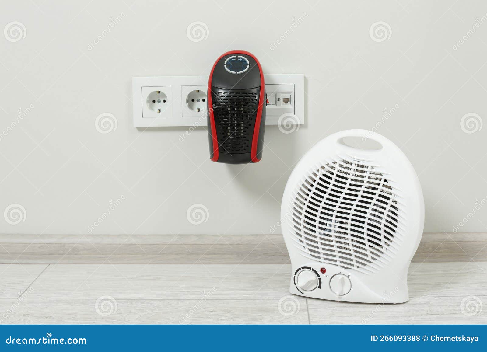 Modern Electric Compact and Fan Heaters Indoors, Space for Text Stock ...